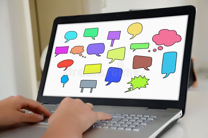 Communication Concept on a Laptop Screen Stock Image - Image of speech ...