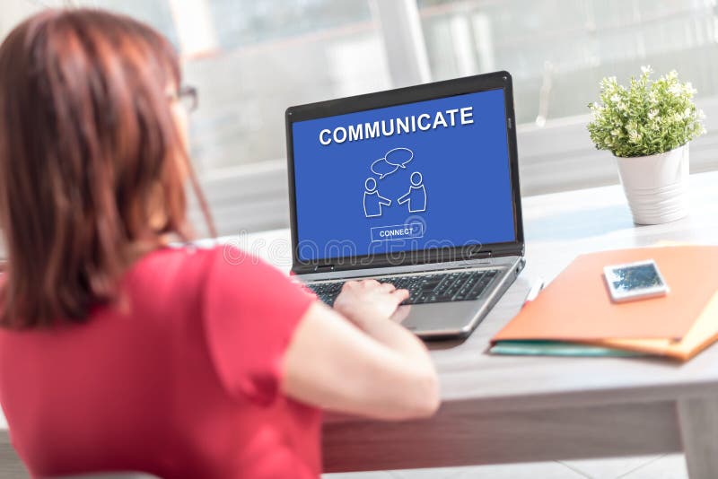 Communication Concept On A Laptop Screen Stock Image - Image of speak ...