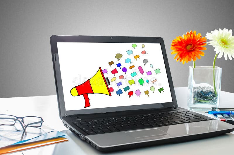 Communication Concept on a Laptop Screen Stock Image - Image of chat ...