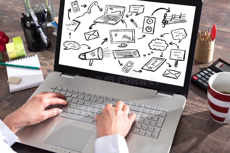 Communication Concept on a Laptop Screen Stock Image - Image of ...