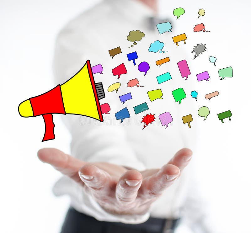 Communication Concept Levitating Above a Hand Stock Image - Image of ...