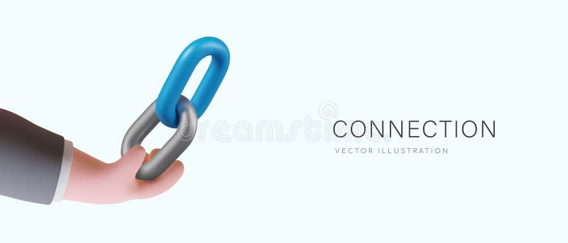 Communication Concept. Realistic Hand Holds Metal Links of Chain Stock ...