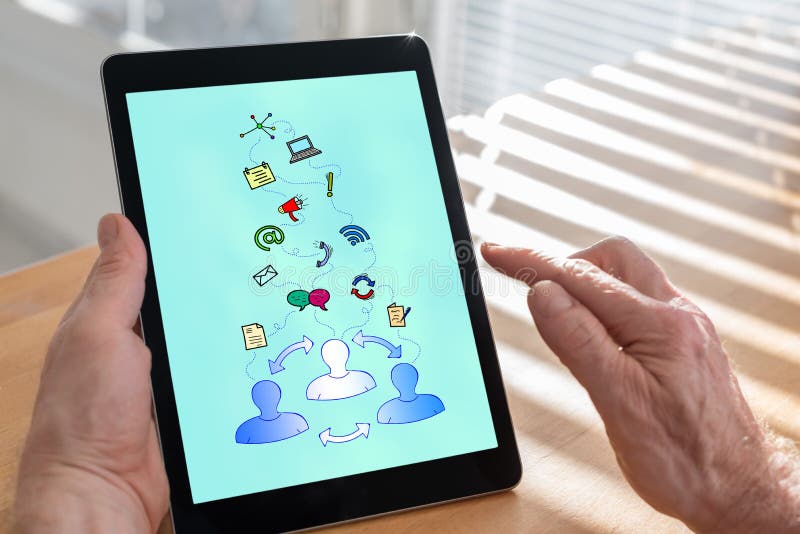 Communication Concept on a Tablet Stock Image - Image of connection ...