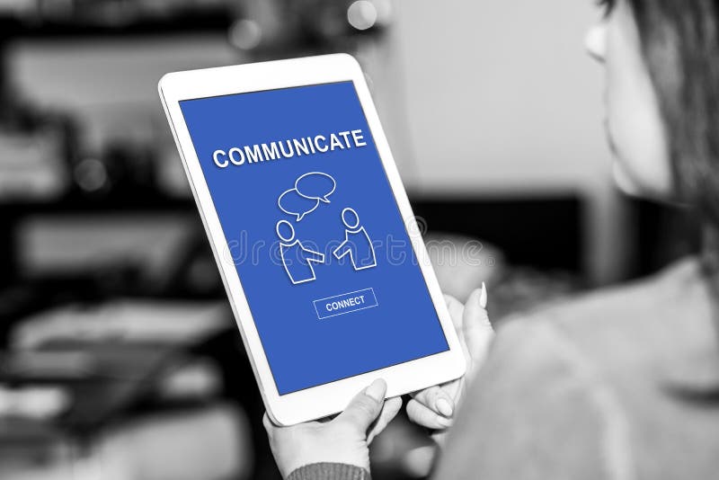Communication Concept on a Tablet Stock Image - Image of people, group ...