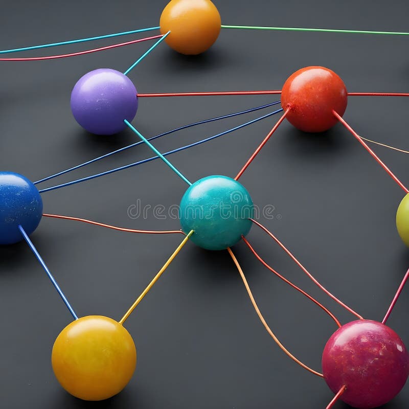 Communication and Connection Concept with Color Spheres Connected by ...