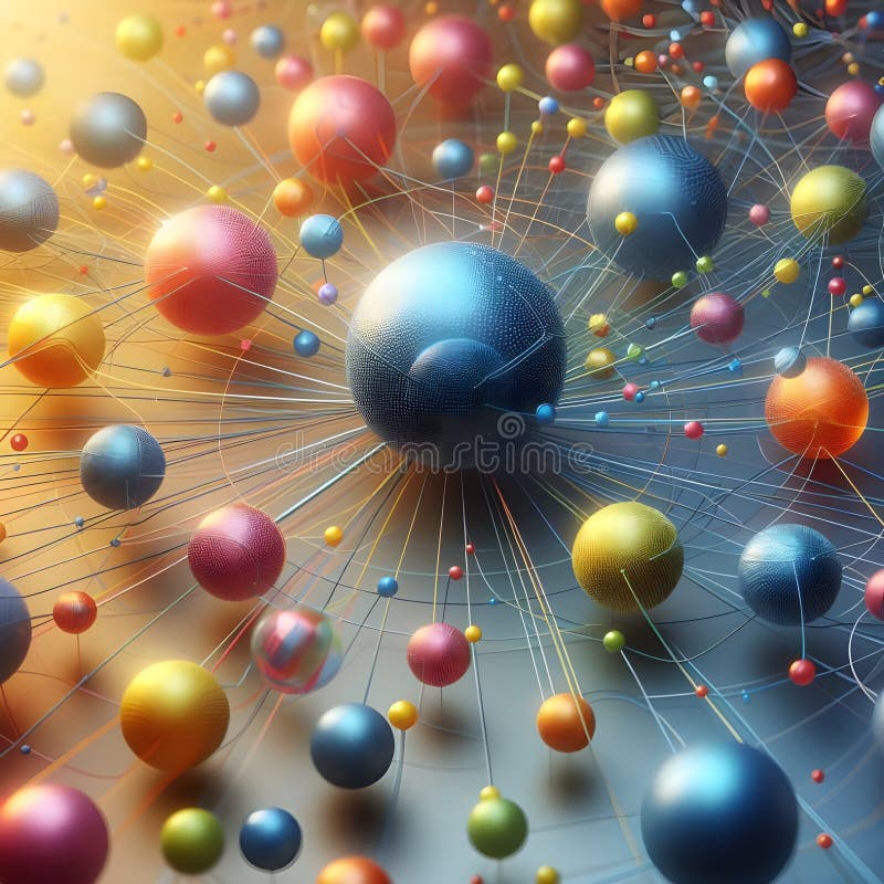 Communication and Connection Concept with Color Spheres Connected by ...