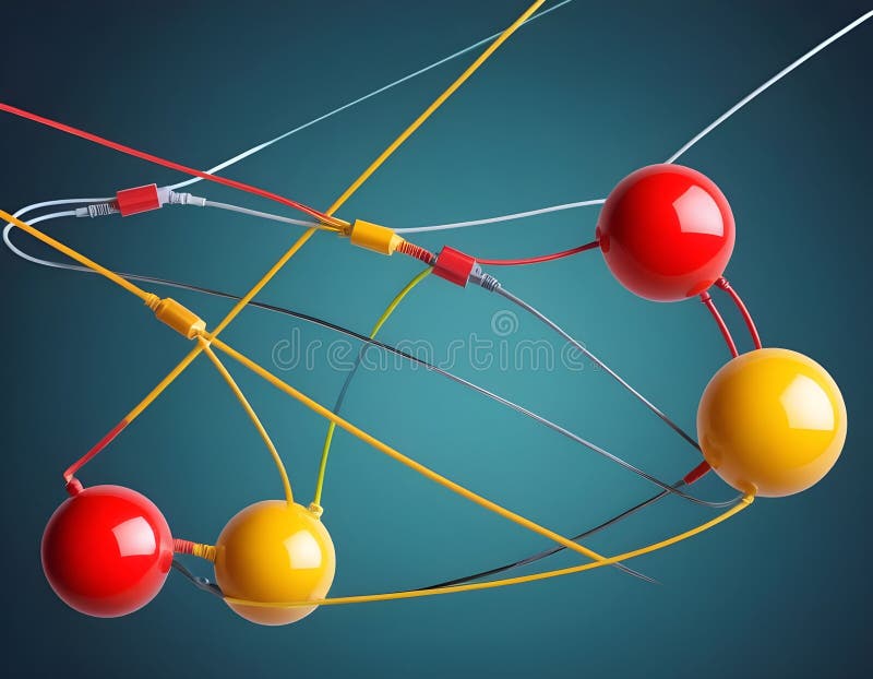 Communication And Connection Concept With Color Spheres Connected By
