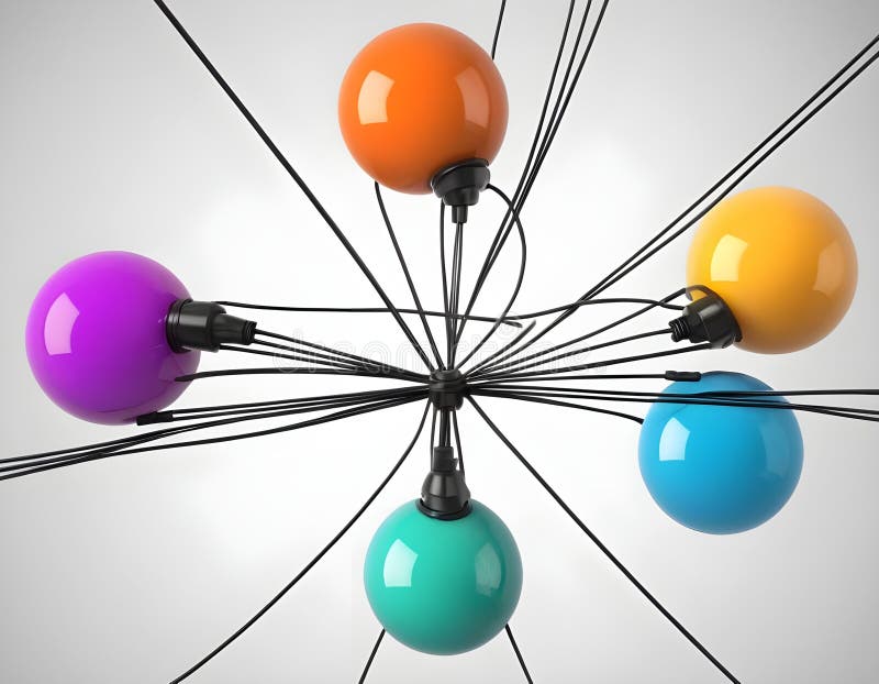 Communication and Connection Concept with Color Spheres Connected by ...