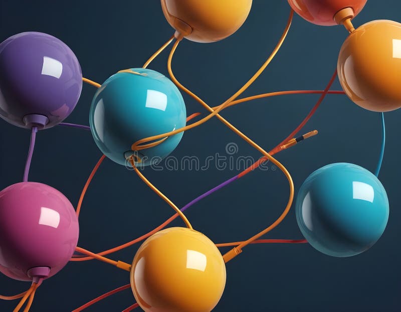 Communication and Connection Concept with Color Spheres Connected by ...