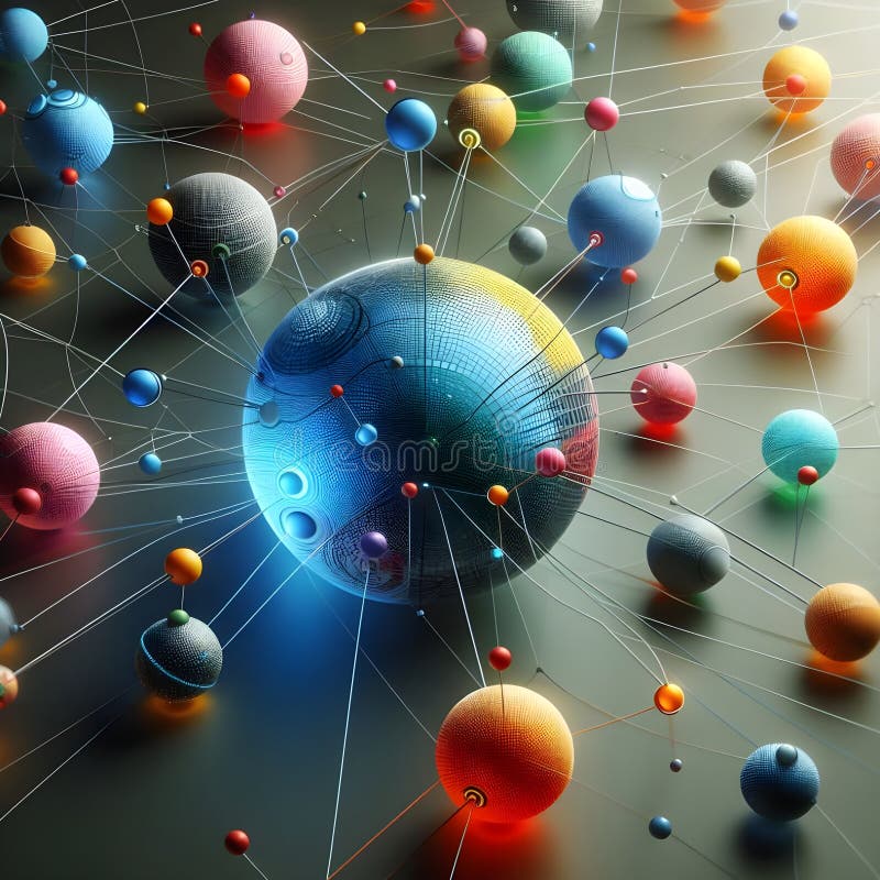 Communication and Connection Concept with Color Spheres Connected by ...
