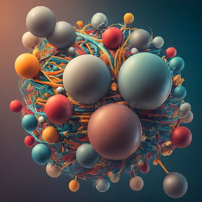 Communication and Connection Concept with Color Spheres Connected by ...