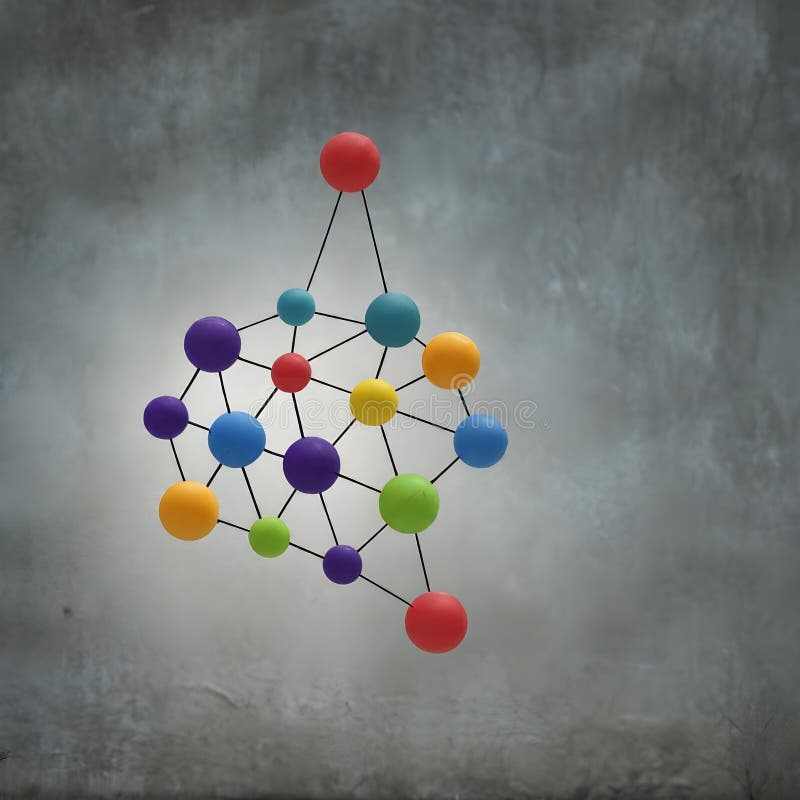 Communication and Connection Concept with Color Spheres Connected by ...