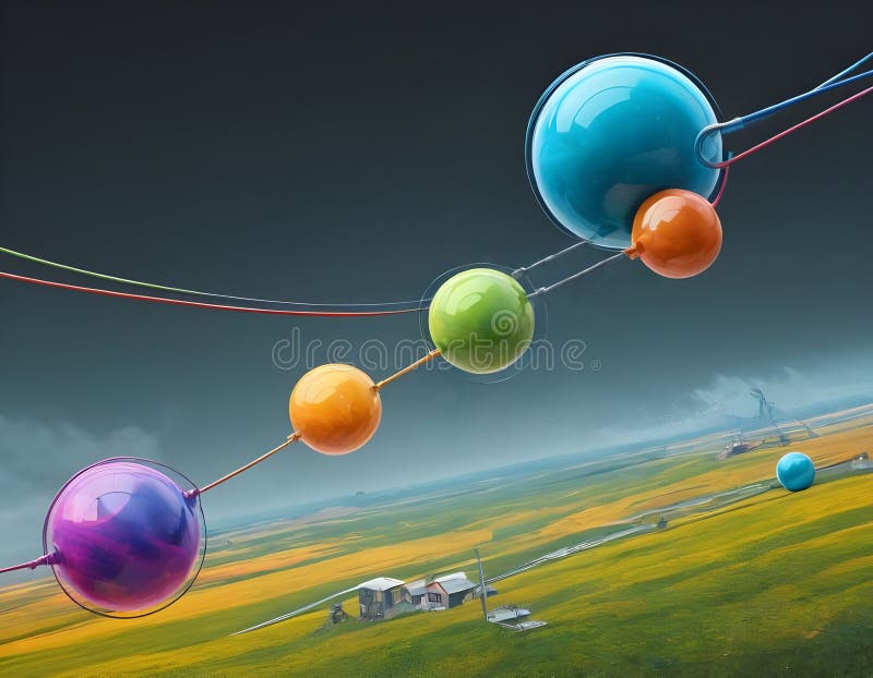 Communication and Connection Concept with Color Spheres Connected by ...