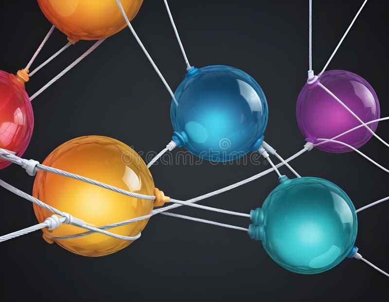 Communication and Connection Concept with Color Spheres Connected by ...