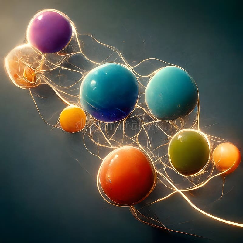 Communication and Connection Concept with Color Spheres Connected by ...