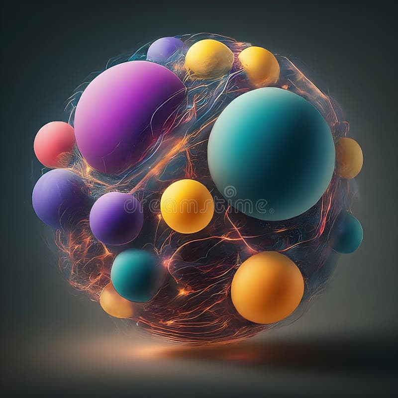 Communication and Connection Concept with Color Spheres Connected by ...