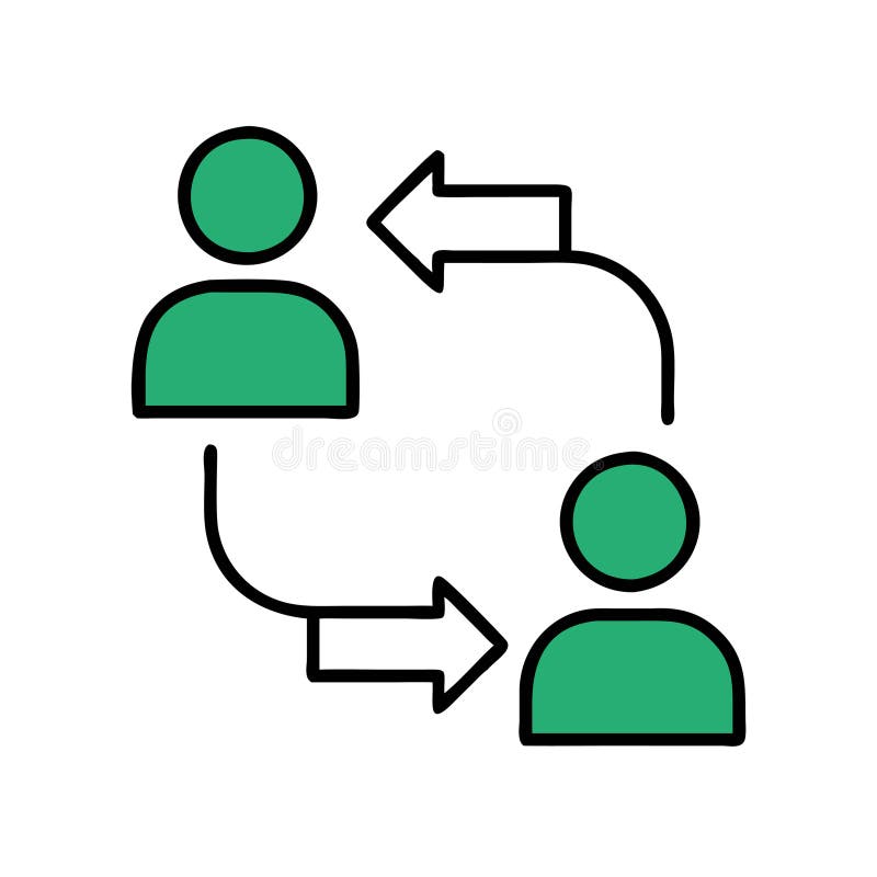Communication and Connection Green Human Figures with Arrows Vector ...