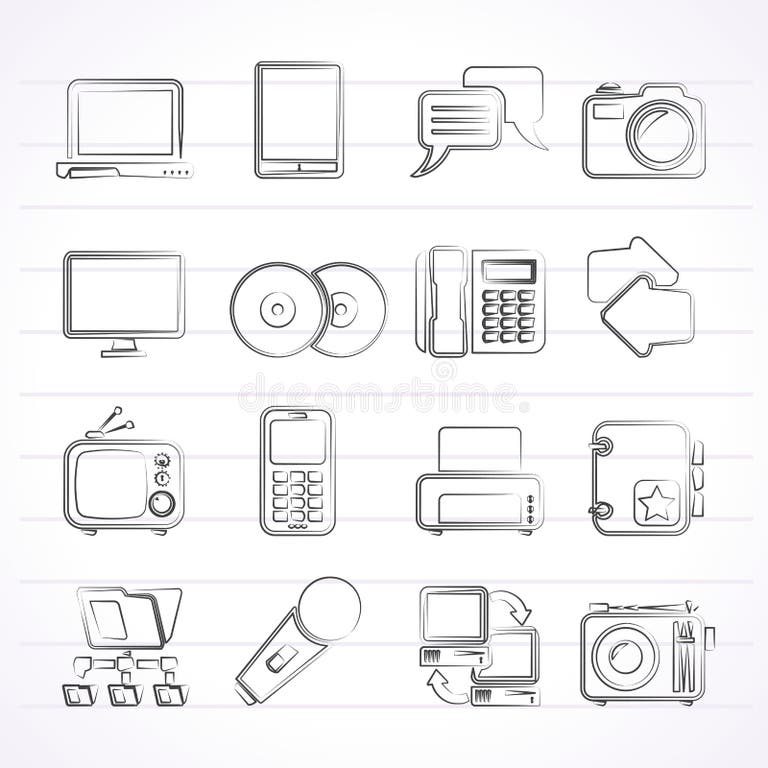 Communication and Connection Technology Icons Stock Vector ...