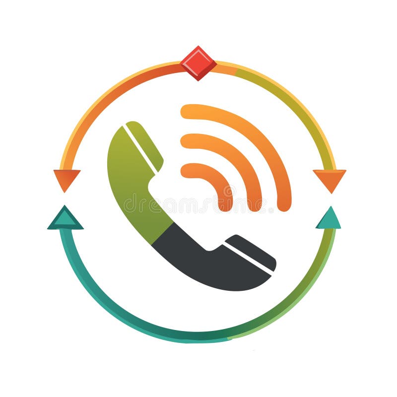 Communication Cycle Icon with Phone Handset Wireless Signal and Looping Process Arrows Stock ...