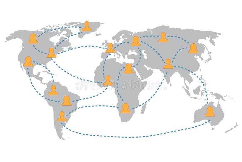 Communication Design Template. World Map with User Icon Stock ...