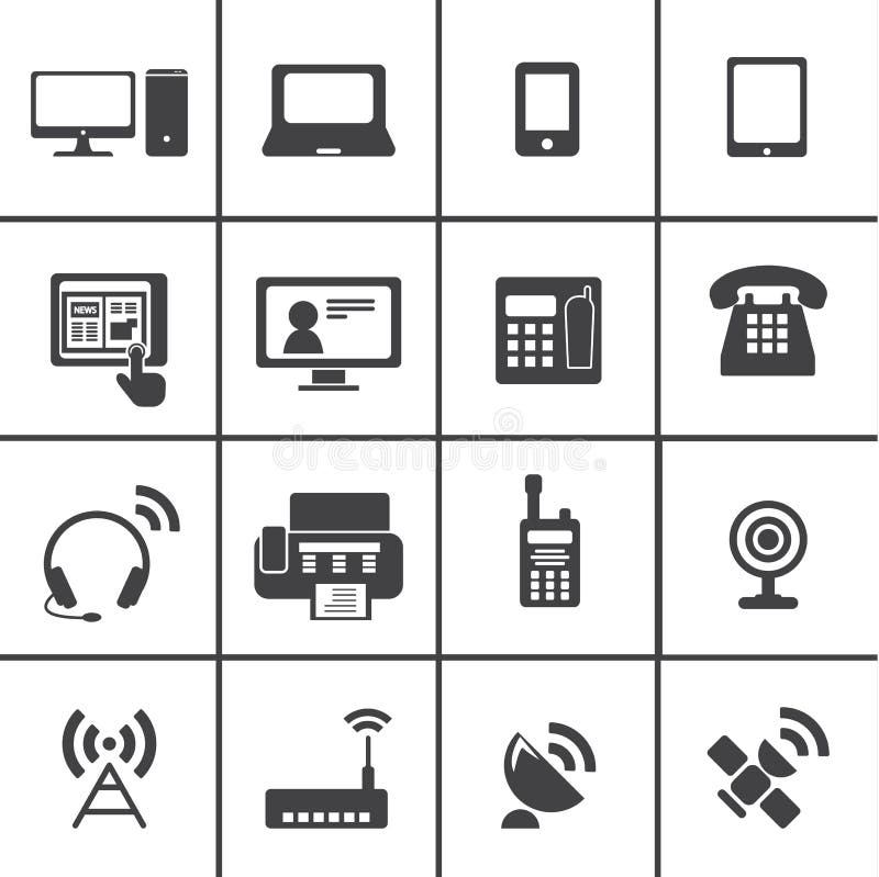Communication device icons stock vector. Illustration of tablet - 45563586