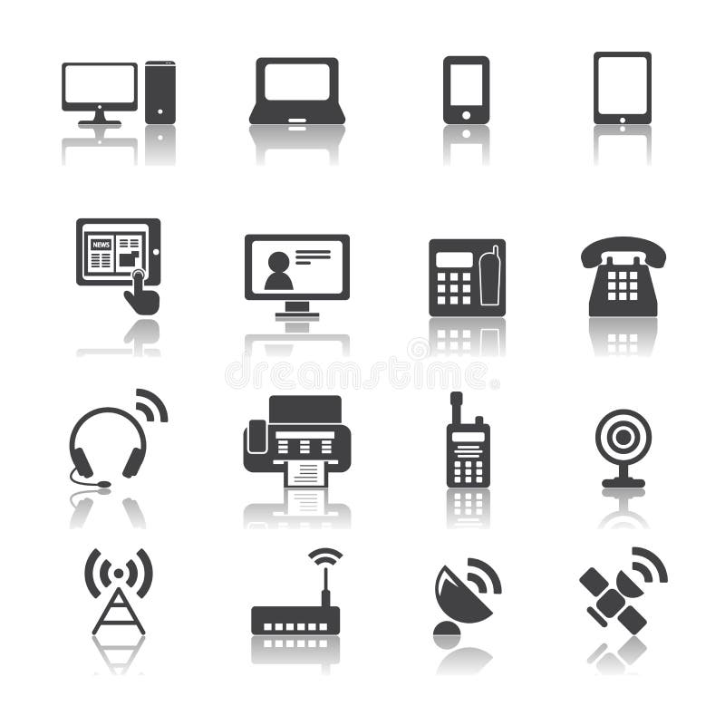 Communication device icons stock vector. Illustration of headset - 45563996
