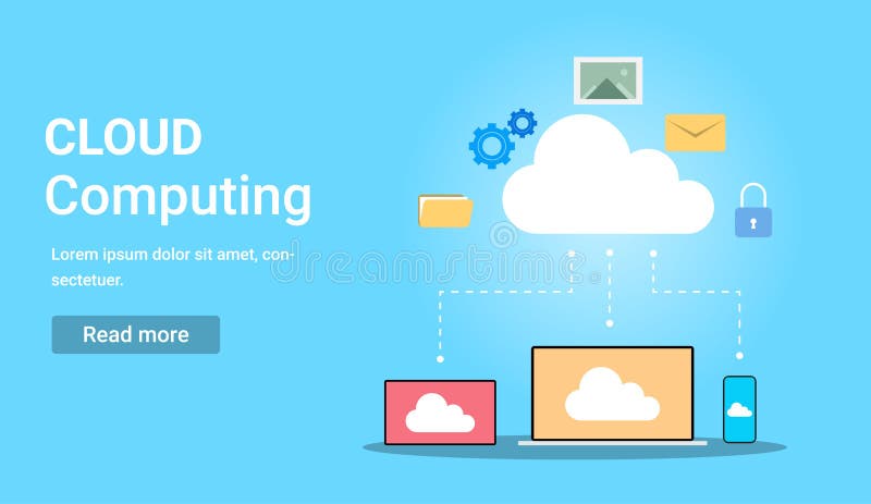 Communication Devices with Clouds and Small Icons. Cloud Computing ...