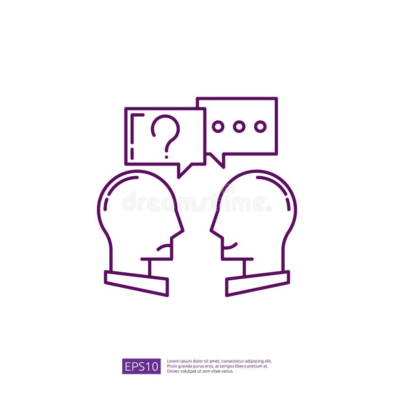 Communication and Dialogue Icon with Two People Talking and Question ...