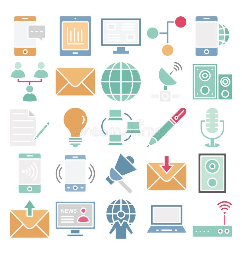 Communication and Digital Devices Isolated Vector Icons Set that Can Be ...