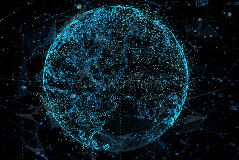 Communication in Digital Network. Earth Globe. 3d Illustration. Stock ...