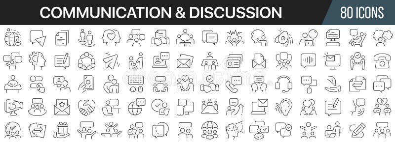Discussion Line Icons Collection. Encryption, Firewall, Routing ...