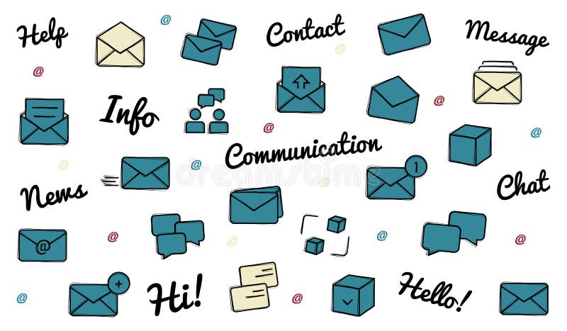 Communication Doodle Icons Set - Different Vector Illustrations ...