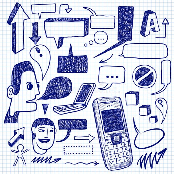 Communication doodles stock vector. Illustration of blue - 14591558