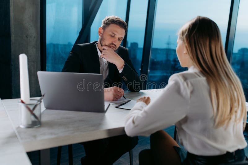Interview of a Male and a Female in the Office. Interview in the Office ...