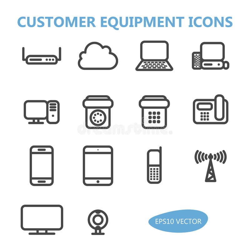 Network Equipment Icon Set stock vector. Illustration of modem - 84655591