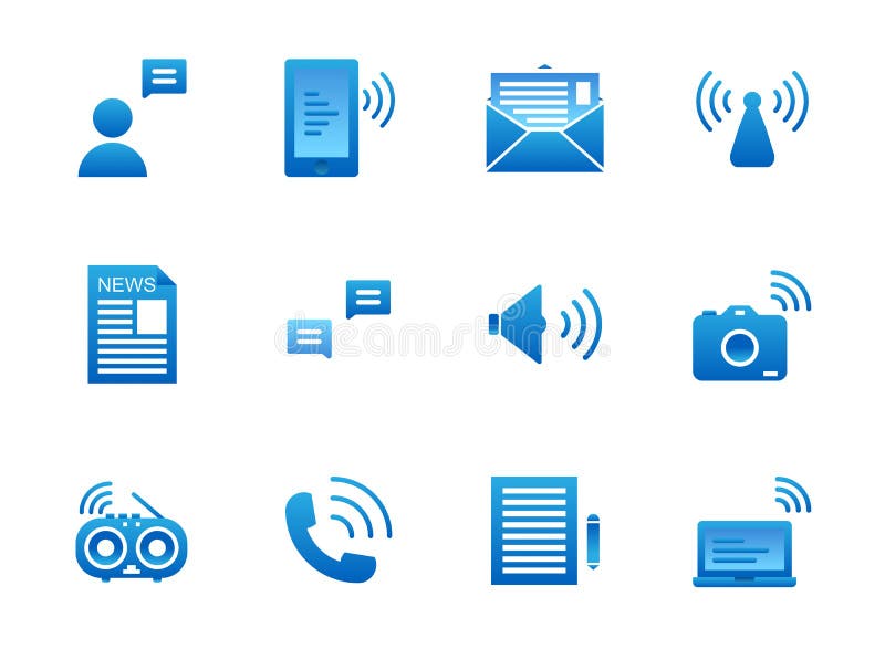 Communication Flat Icon Set Stock Vector - Illustration of envelope ...