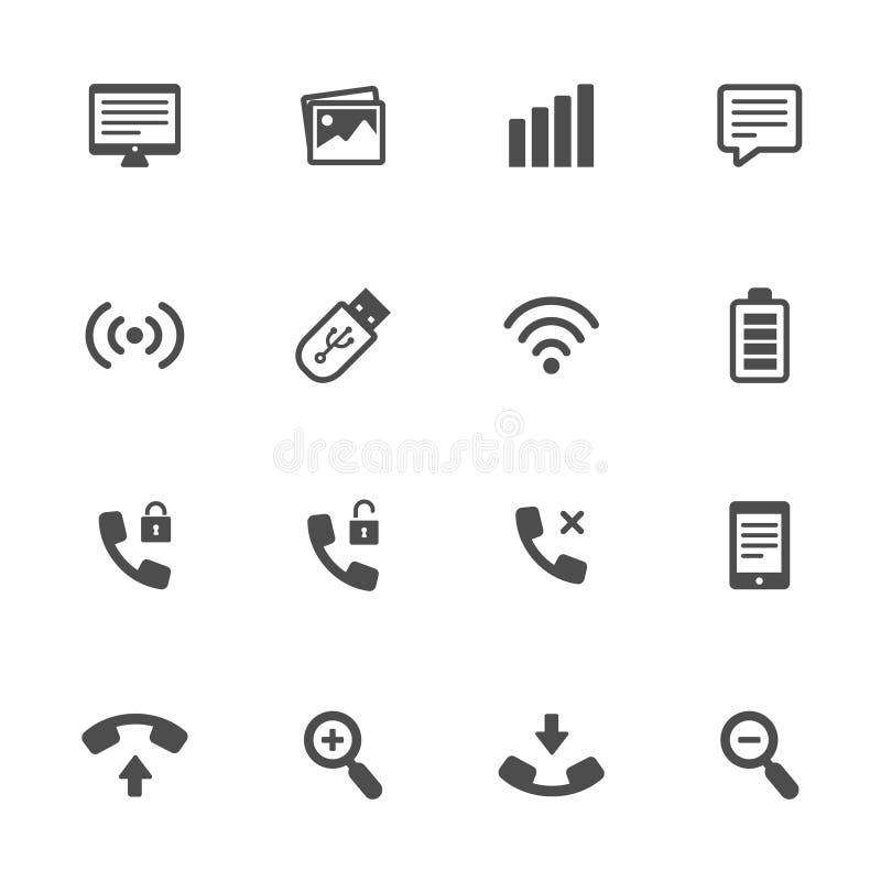 Communication Flat Icons in Gray Stock Vector - Illustration of ...