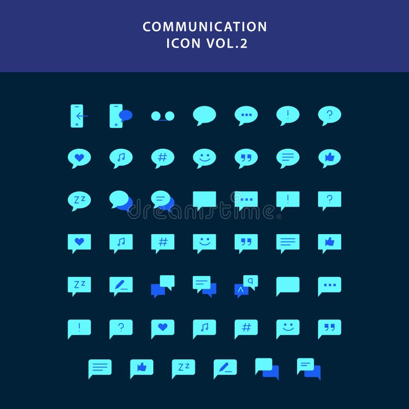 Communication Flat Style Design Icon Set Stock Vector - Illustration of ...