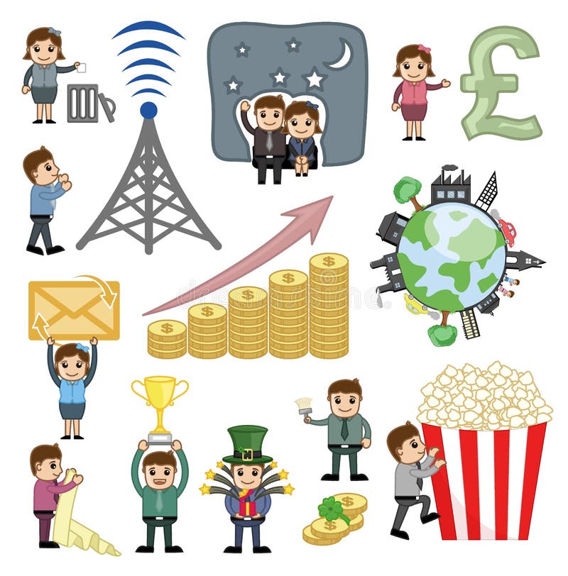 Communication and Food Related Cartoon Graphics Stock Vector ...