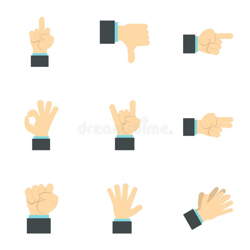 Communication Gestures Icons Set, Cartoon Style Stock Vector ...