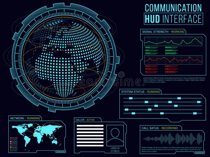 Communication HUD Interface Layout. Stock Illustration - Illustration ...