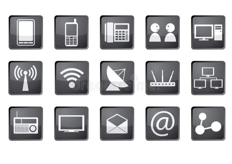 Communication icon set stock vector. Illustration of technology - 21980063