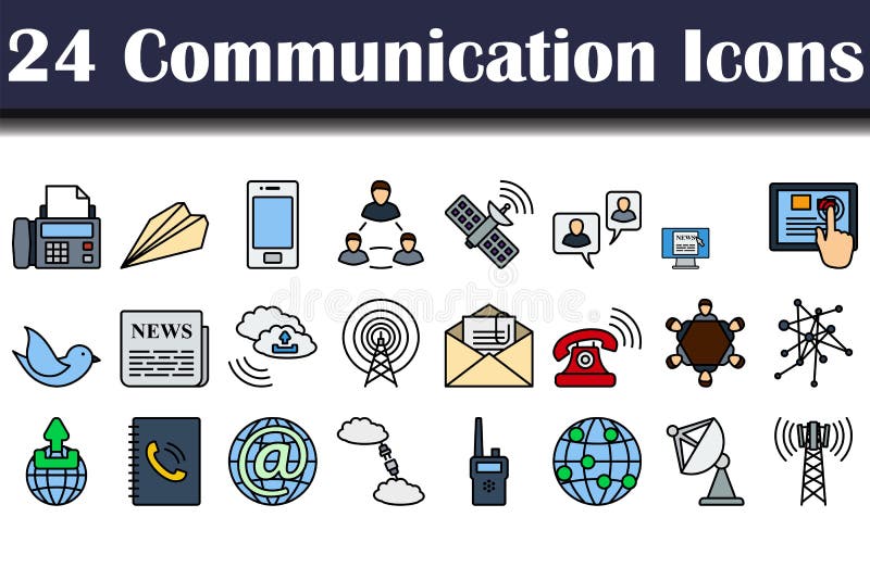 Communication Icon Set stock vector. Illustration of connection - 248813863