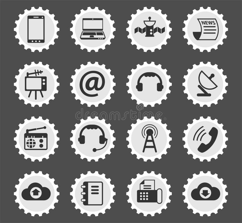 Communication icon set stock vector. Illustration of plate - 128490718
