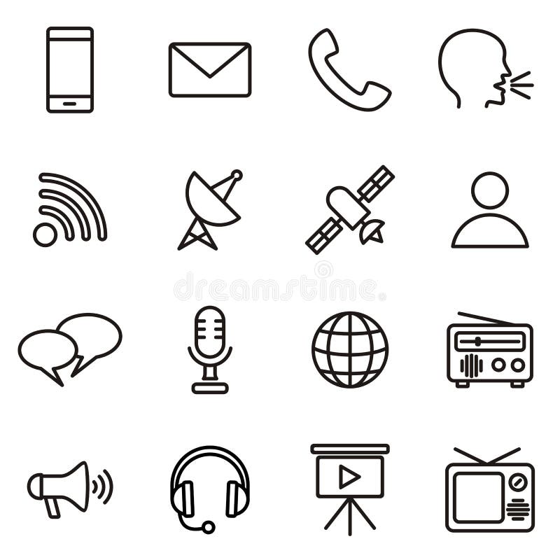 Communication Icon Set, Editable Stroke Vector Stock Vector ...