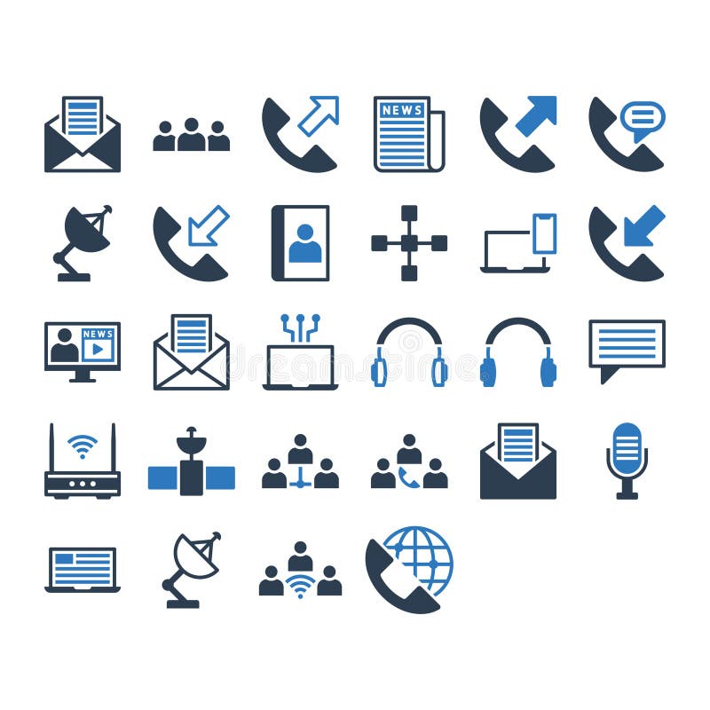 Communication Icon Set stock illustration. Illustration of connection ...