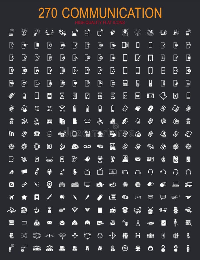 Communication icon set stock illustration. Illustration of black - 67214568