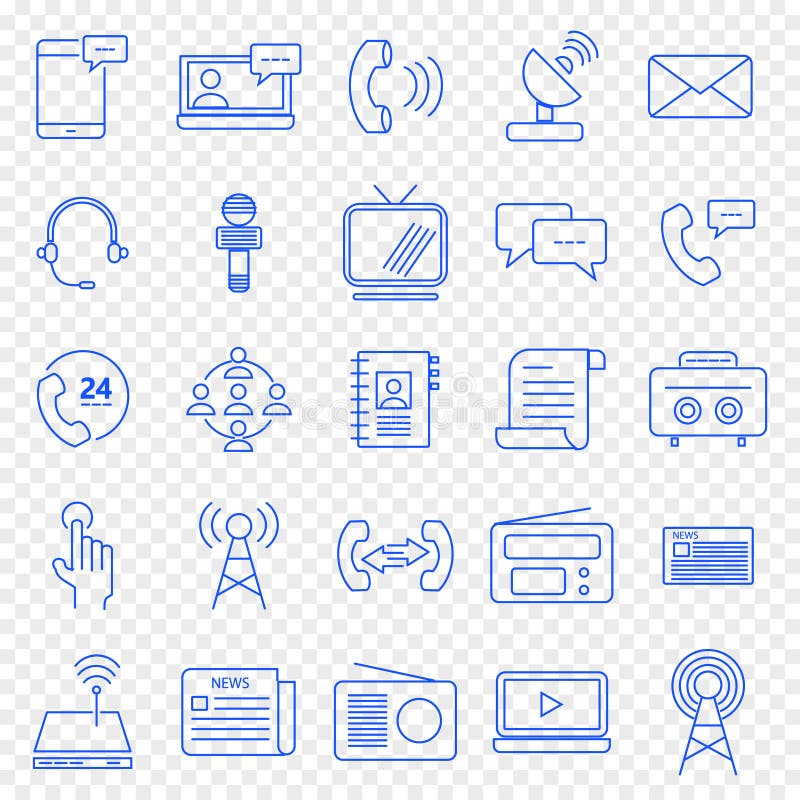 Communication Icon Set. 25 Vector Icons Pack Stock Illustration ...