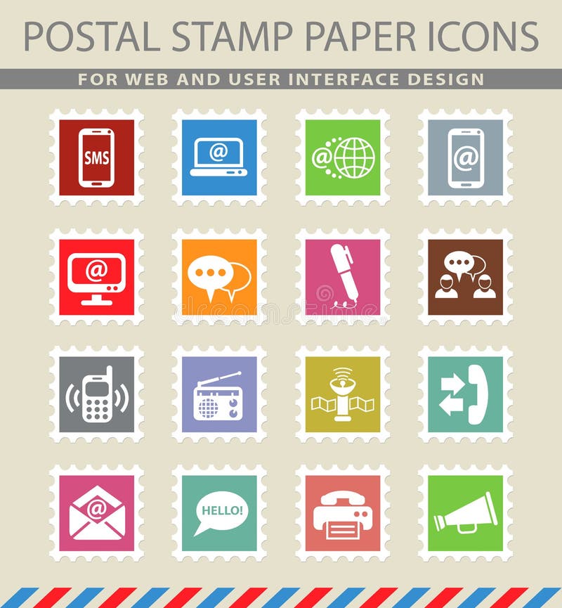 Communication icon set stock illustration. Illustration of postage ...