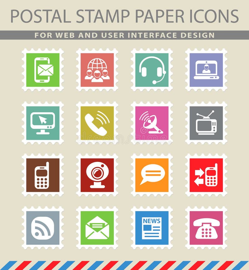 Communication icon set stock illustration. Illustration of postage ...